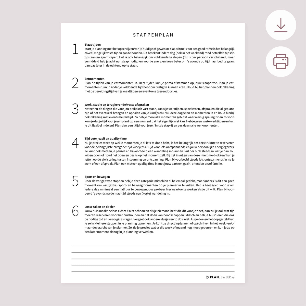 Printable - Stappenplan - planhulpmiddel - Planjeweek.nl
