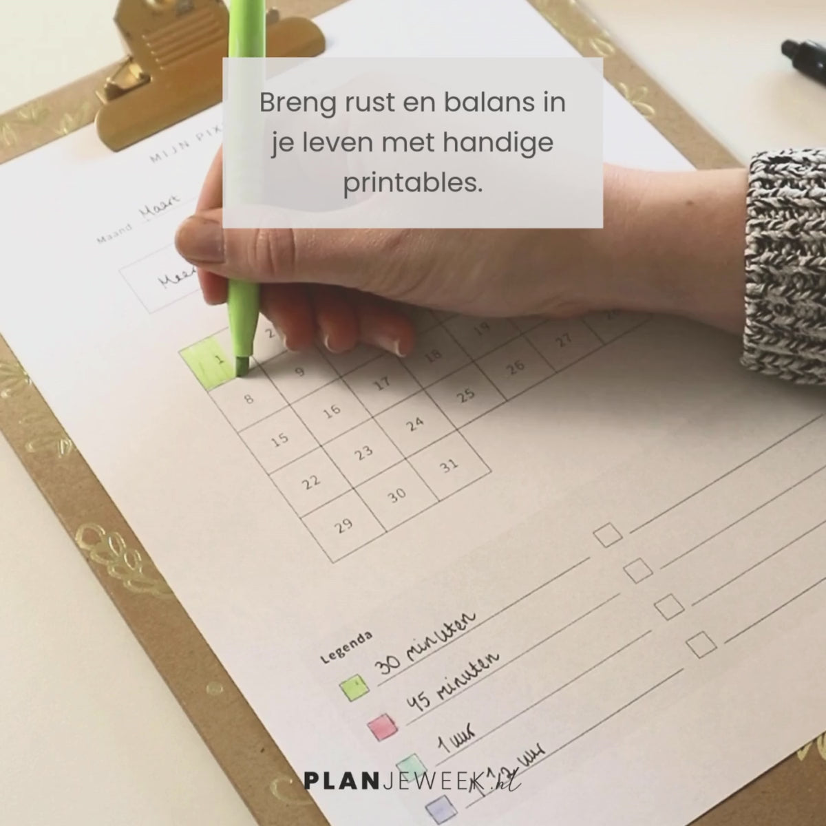 Printable - Pixel dagboek per jaar - Planjeweek.nl